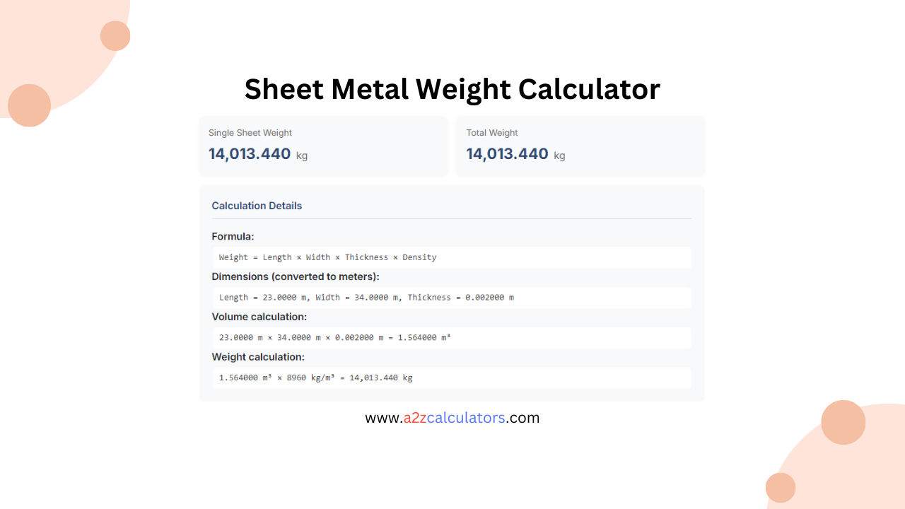 Sheet Metal Weight Calculator
