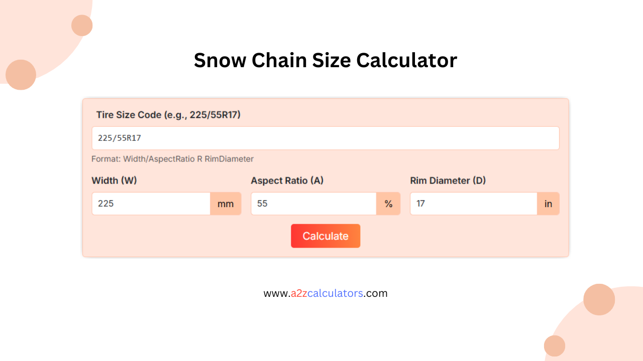 Snow Chain Size Calculator