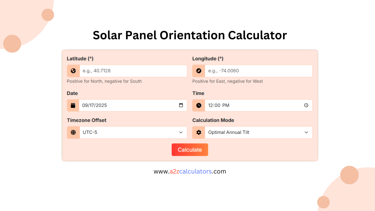 Solar Panel Orientation Calculator