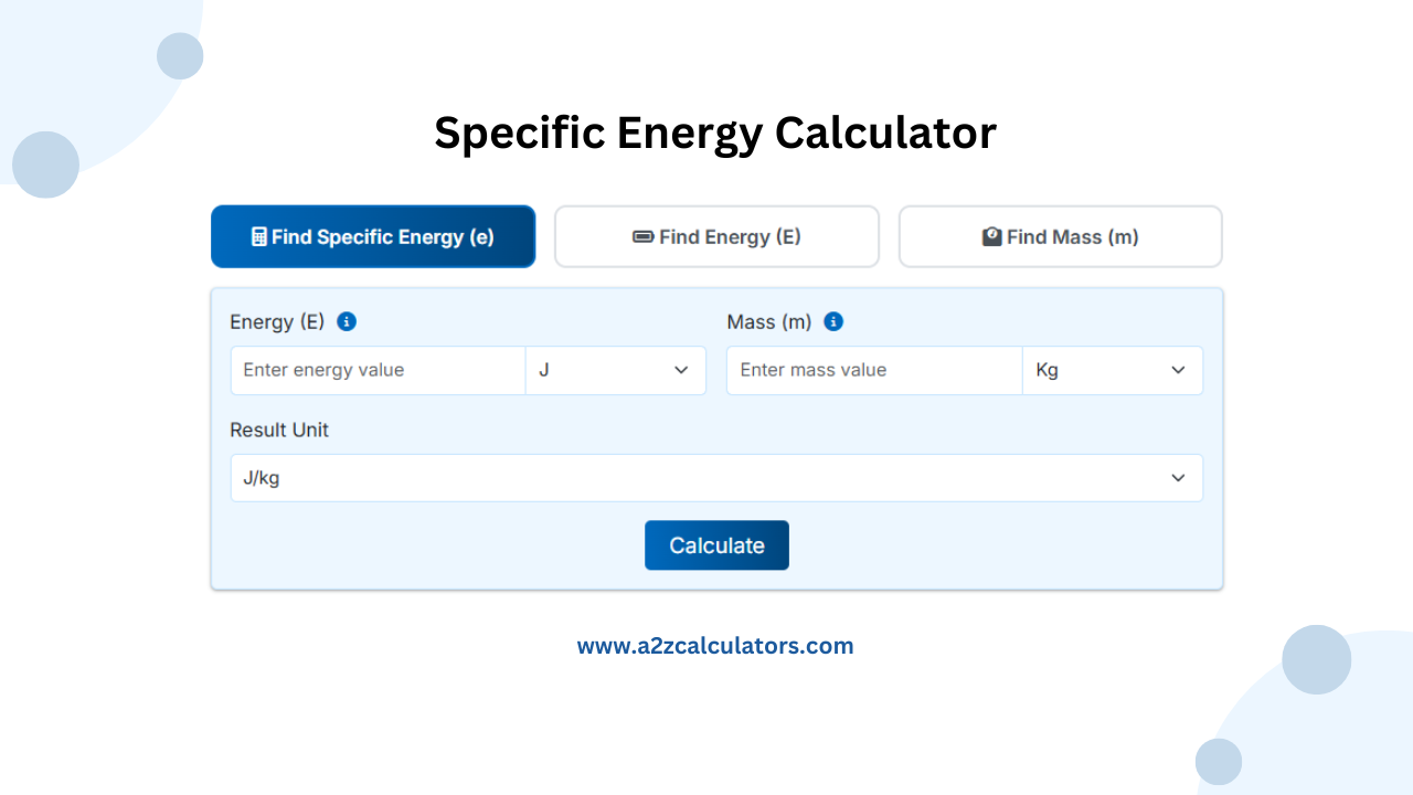 Specific Energy Calculator