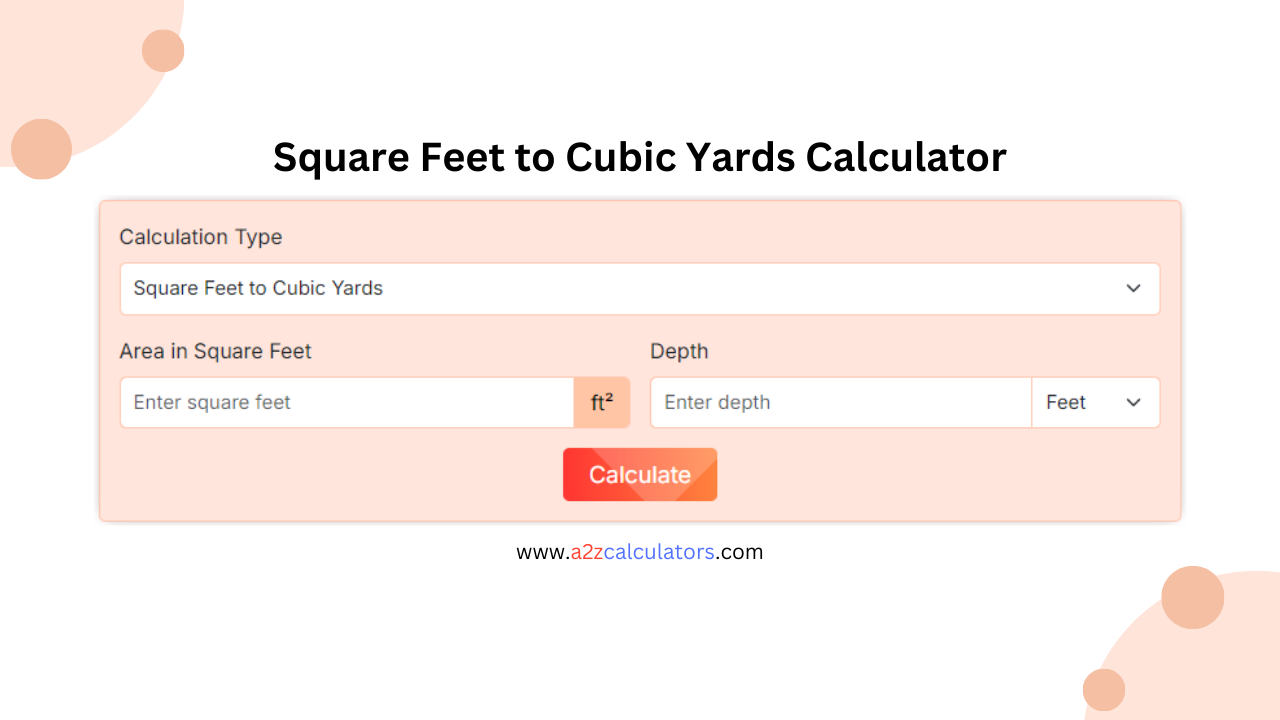 Square Feet to Cubic Yards Calculator