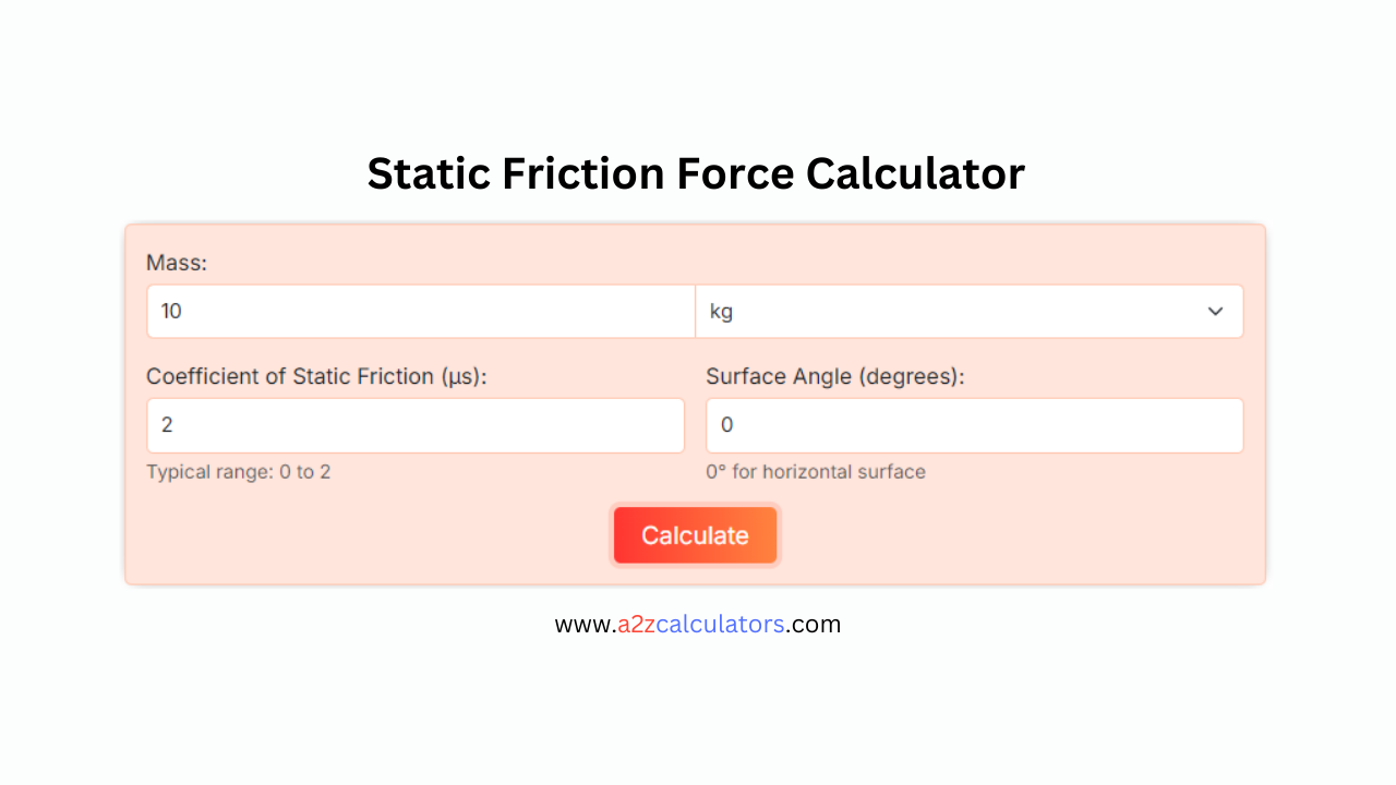 Static Friction Force Calculator
