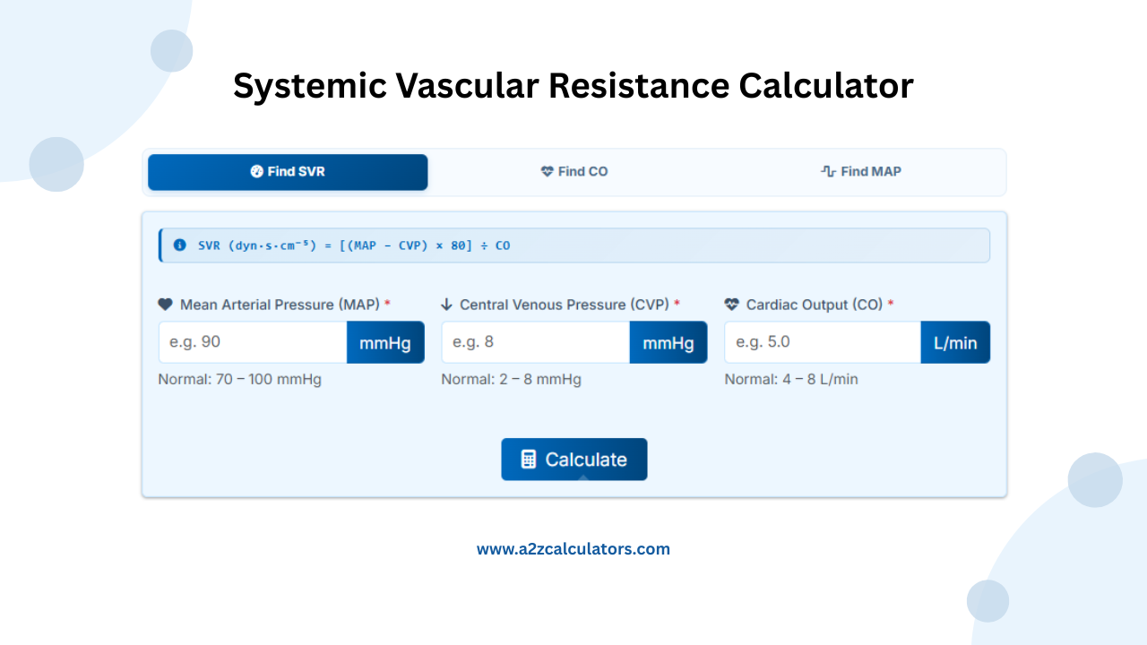Systemic Vascular Resistance Calculator