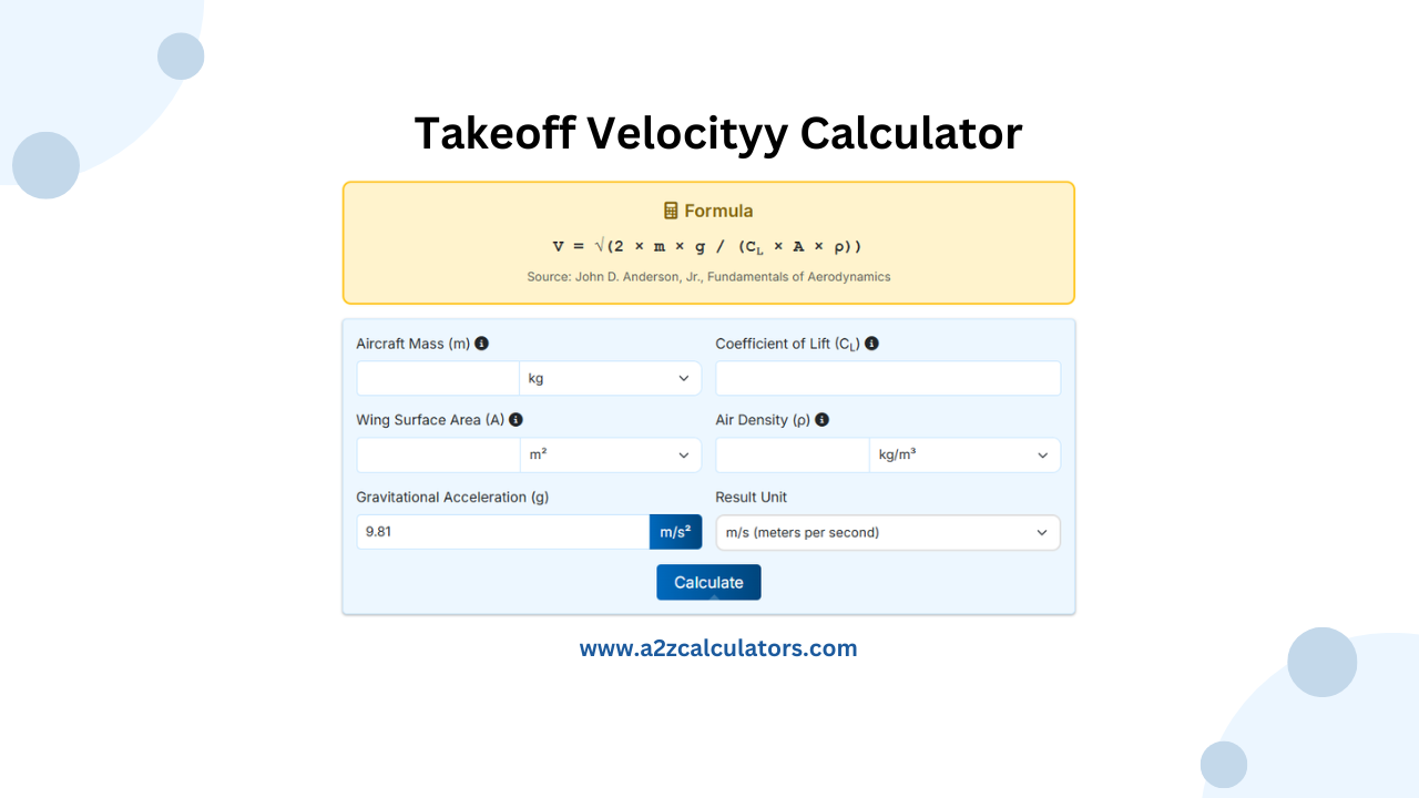 Takeoff Velocityy Calculator