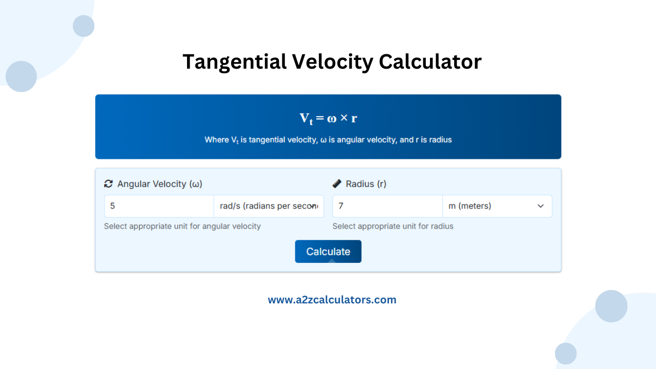 Tangential Velocity Calculator