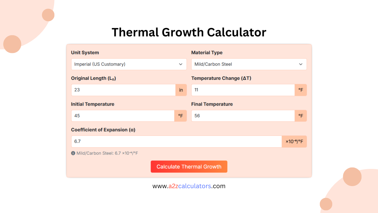 Thermal Growth Calculator