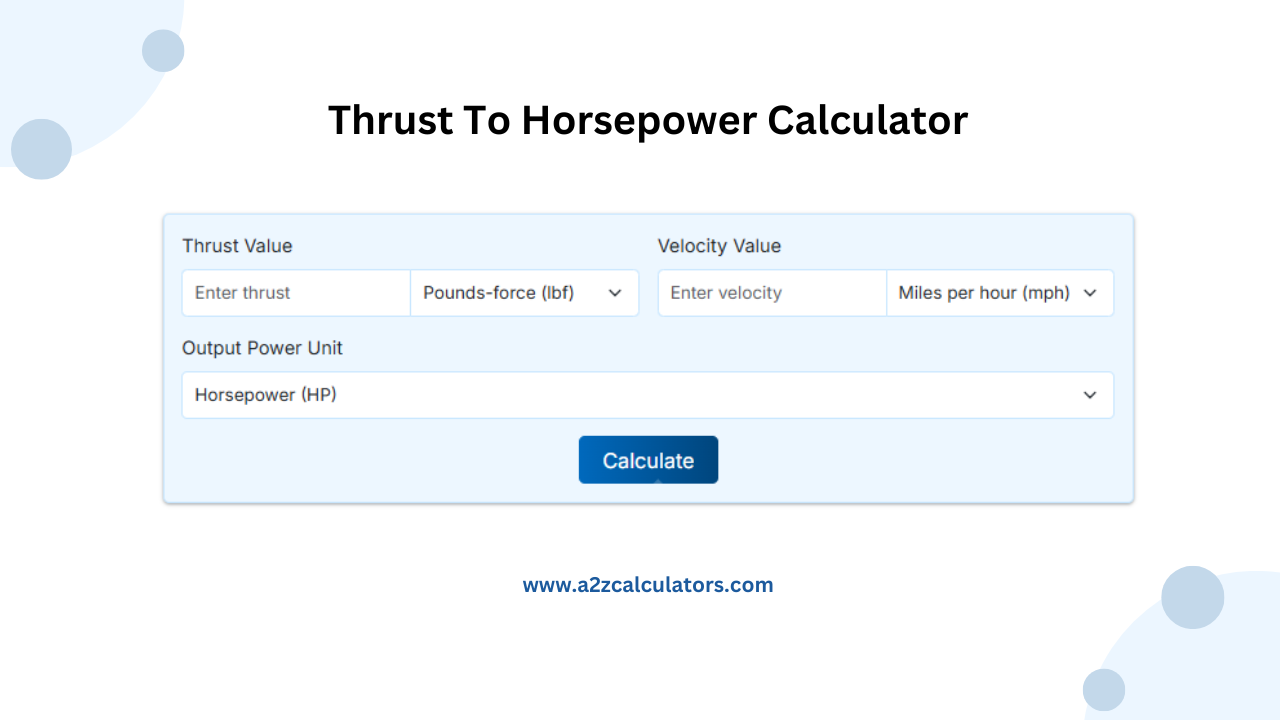 Thrust To Horsepower Calculator