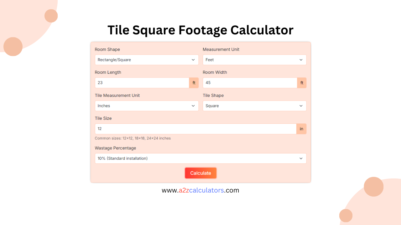 Tile Square Footage Calculator