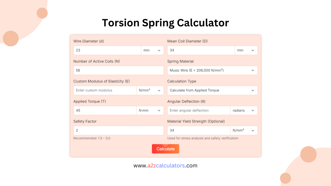 Torsion Spring Calculator