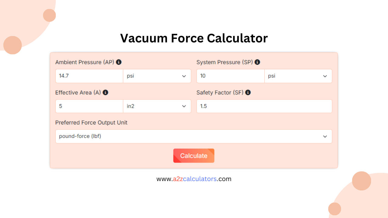 Vacuum Force Calculator