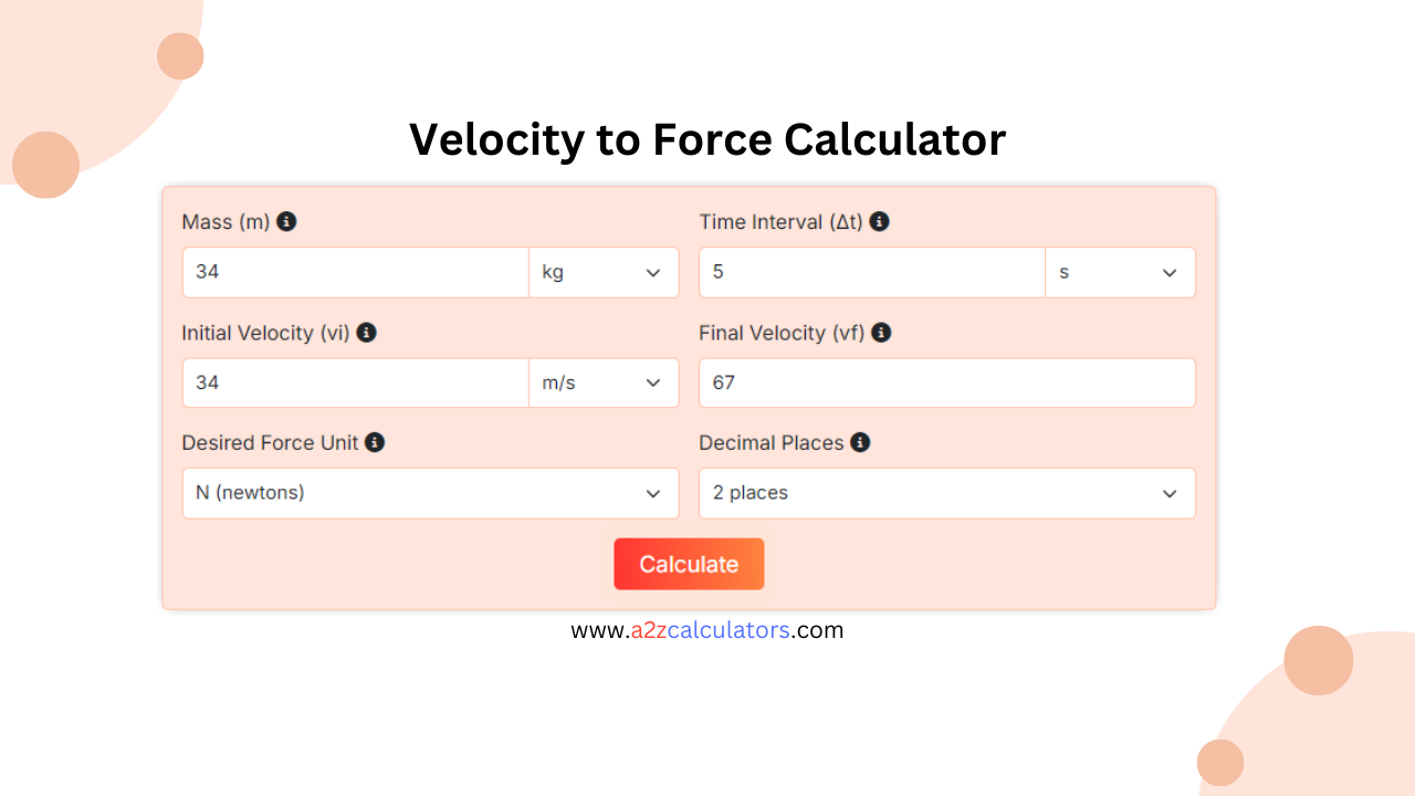 Velocity to Force Calculator