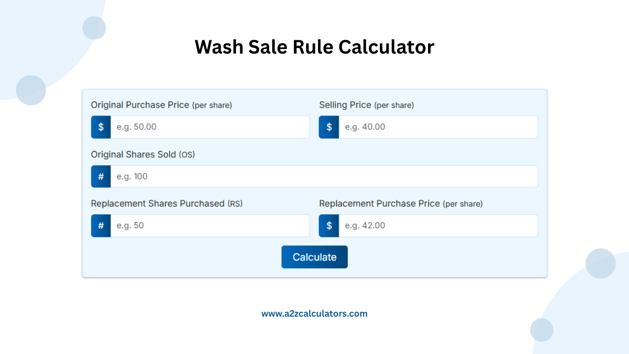 Wash Sale Rule Calculator