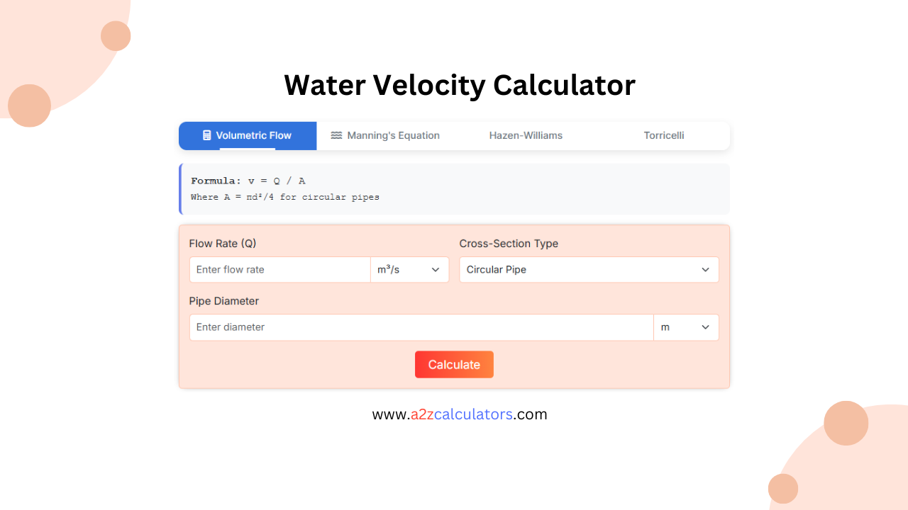 Water Velocity Calculator