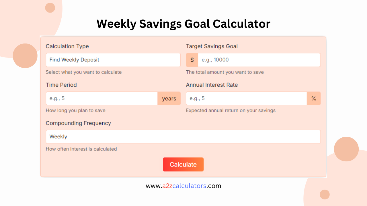 Weekly Savings Goal Calculator