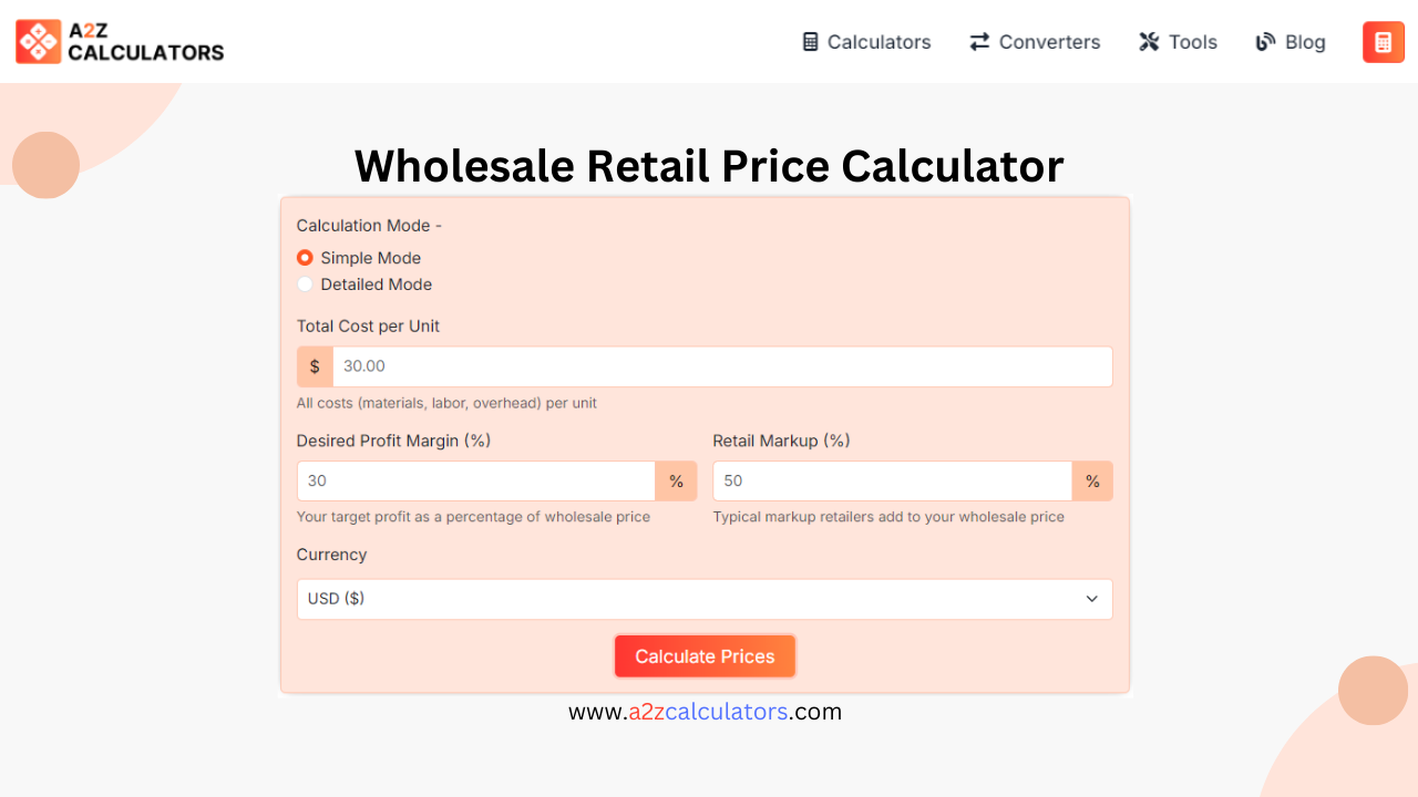 Wholesale Retail Price Calculator