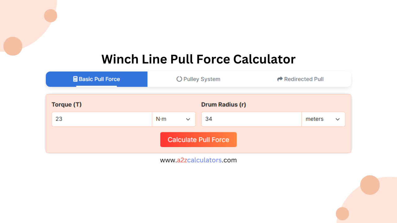 Winch Line Pull Force Calculator