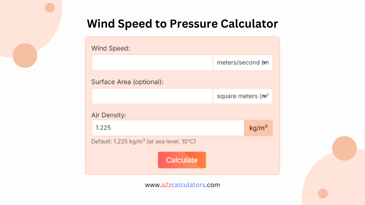 Wind Speed to Pressure Calculator