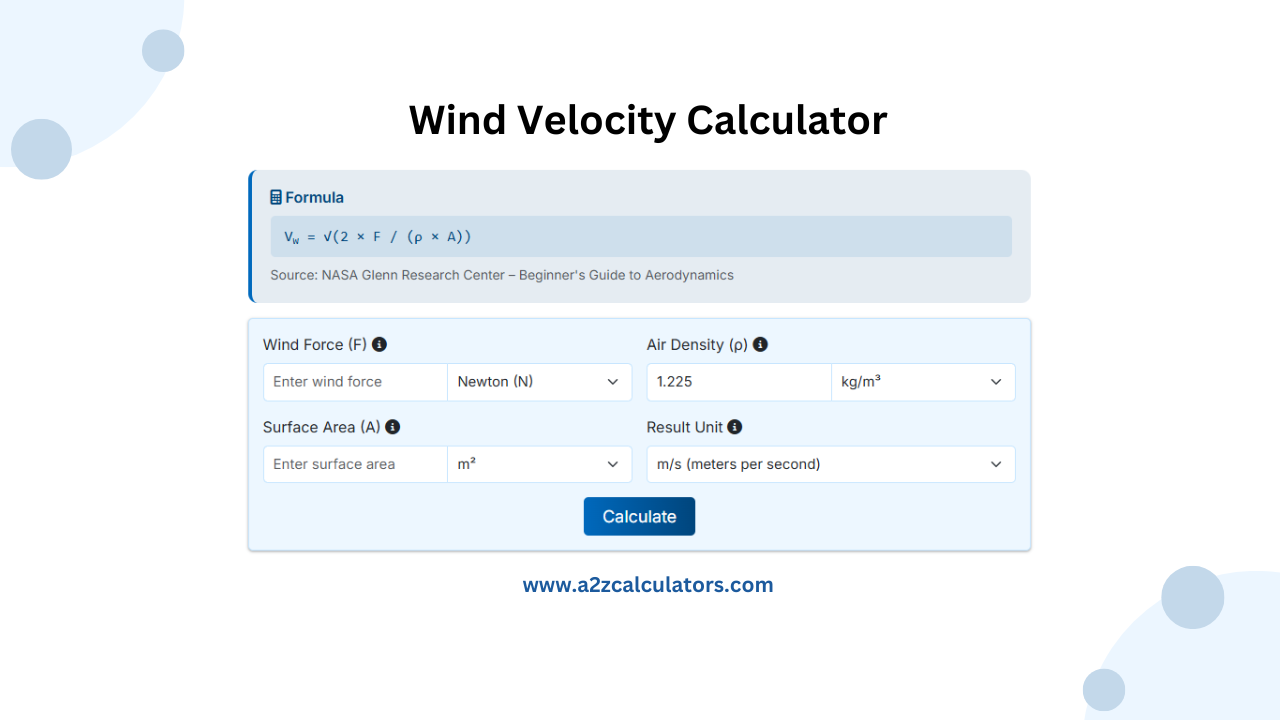 Wind Velocity Calculator