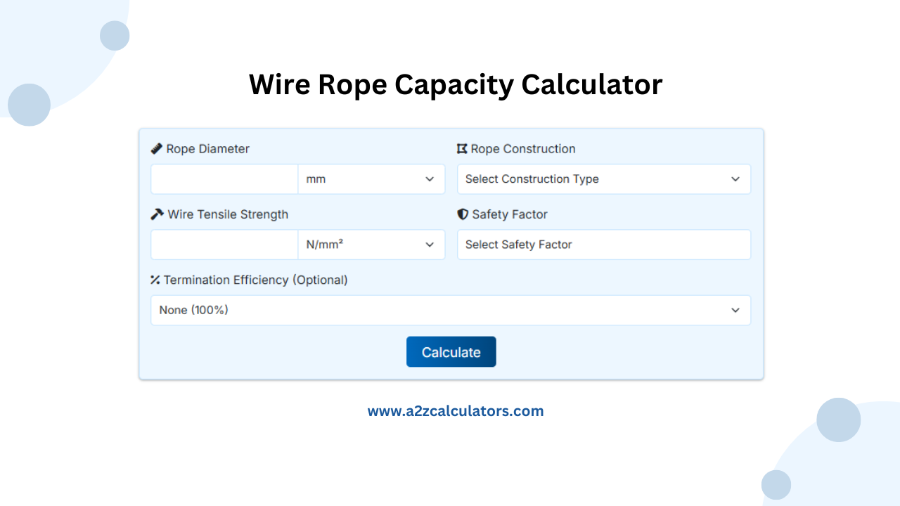 Wire Rope Capacity Calculator